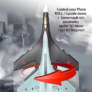 PLRB TOYS RC Plane Remote Control Airplane RTF 4CH Brushless Tail Motor 3D / 6D Stunt Function SU35 Jet Aircraft with Hobby Model 2 Left Hand Throttle