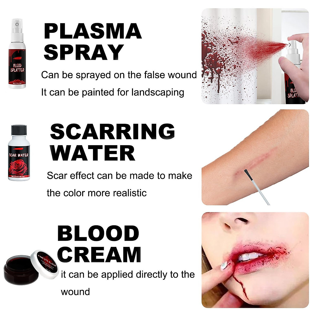 Halloween Makeup Kit Scars Wax, Halloween Fake Blood Makeup Kit ,Scary Face Makeup Fake Wound Scar Wax Stage Fake Wound Professional Makeup Palettes for Art, Theater, Halloween, Parties and Cosplay