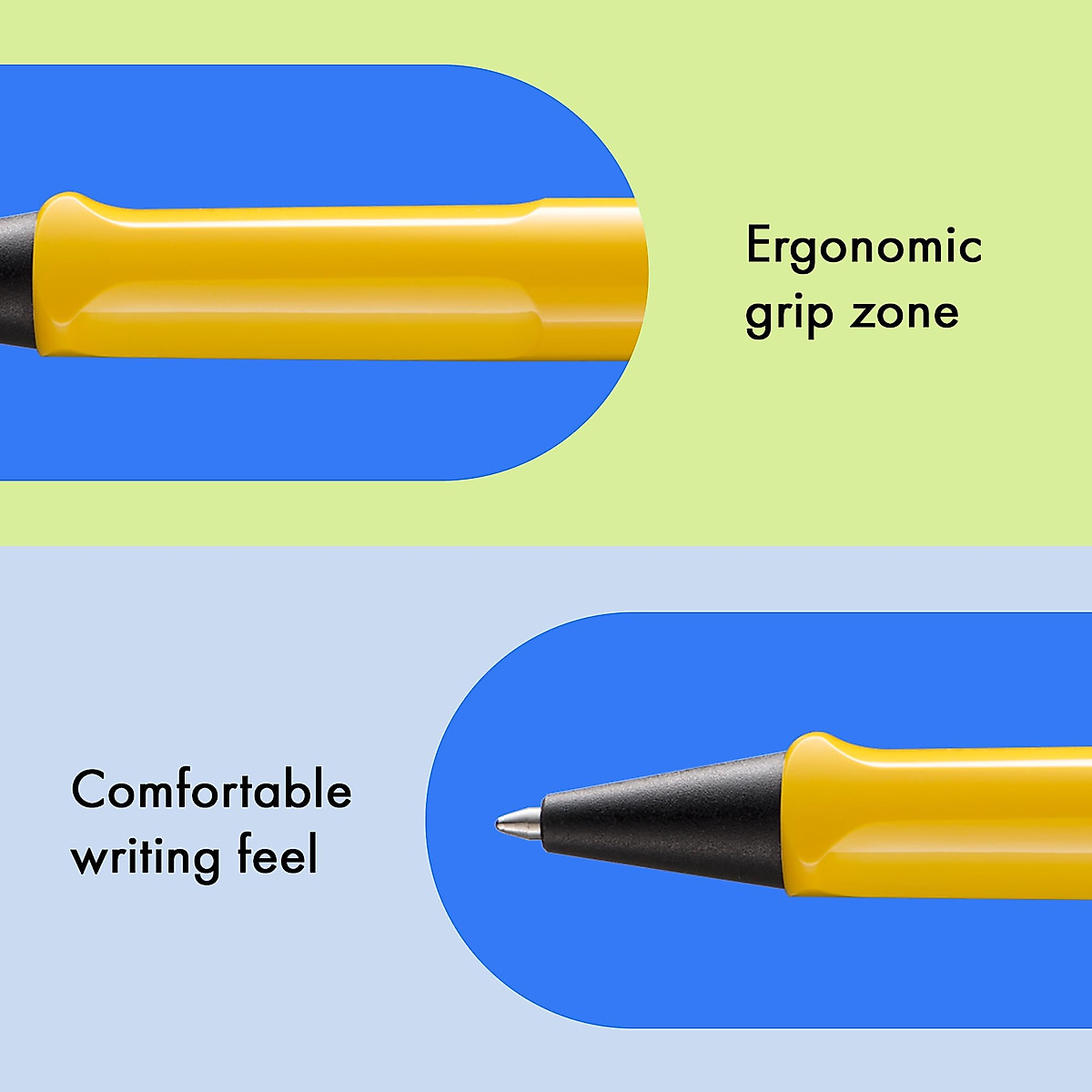 Lamy safari yellow - Ballpoint Pen with ergonomic grip & line width M - for pleasant long writing - made of robust ASA plastic – including large capacity refill M 16 in blue