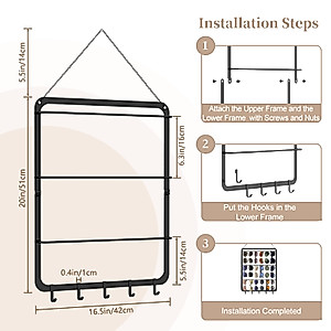 3 Tier Sunglasses Organizer Storage Wall Mounted, GLEDICH Upgraded Hanging Glasses Holder for Wall and Door with 5 Hooks, Metal Eyeglasses Rack Multiple Eyewear Display Hanger - Holds Up to 29 Glasses