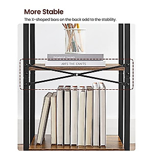 VASAGLE 4-Tier Bookshelf, Small Bookcase, Narrow Book Shelf for Small Space, 9.4 x 15.7 x 42.1 Inches, for Living Room, Office, Study, Entryway, Industrial Style, Rustic Brown and Black ULLS099B01