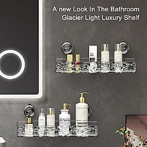 ZCNANDG No Drill Clear Wall Caddy, Drill-Free Removable Storage,Removable Suction Cup Shelf, Organizer for Shower, Sink, Wall Mounted Space Saver, No Drilling Bathroom Shower Organizer