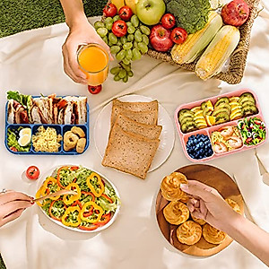 QQKO Bento Box Adult Lunch Box, Lunch Containers for Adults, 1200 ML Food Container With 4 Compartments, Including 4 Muffin Cups, Utensils Set, Sauce Jar, Leak-Proof, Microwave, Dishwasher Safe, Blue