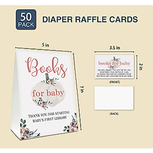 YuansailBook Request For Baby Shower, books for baby cards, 1 Sign 50 Cards Per Pack – (bb004-book)
