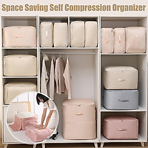 Space Saving Self Compression Organizer, 2024 New Ultra Space Saving Self Compression Organizer, Heavy Duty Moving Bags, Storage Tote for Space Saving (Gray, X-Large)