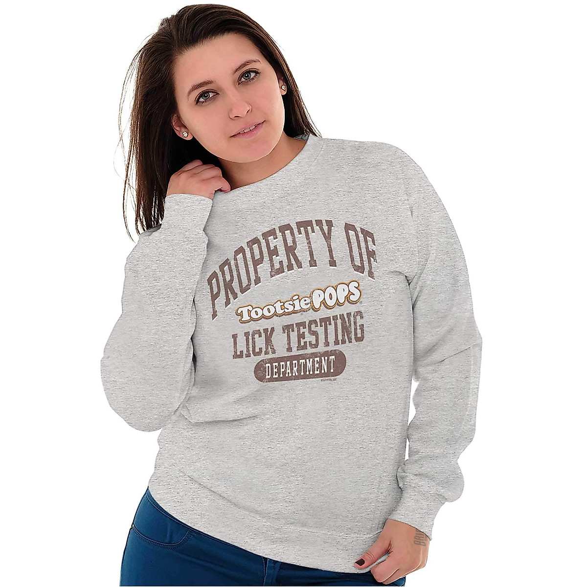 Brisco Brands Tootsie Pops Candy Testing Department Sweatshirt for Men or Women Sport Grey