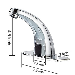 Greenspring Bathroom Sink Faucet Automatic Sensor Touchless with Hole Cover Plate Hands Chrome Vanity Modern Faucets Commercial with Control Box and Temperature Mixer