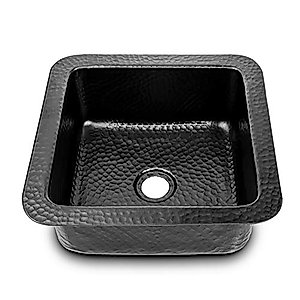 Monarch Abode 19193 Matte Black Hand Hammered Glasgow Dual Mount Bar Prep Sink (12 inches)
