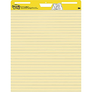 Post-it Super Sticky Easel Pad, 25 in x 30 in Sheets, Yellow Paper with Lines, 30 Sheets/Pad, 4 Pads/Pack, Great for Virtual Teachers and Students (561 VAD 4PK)