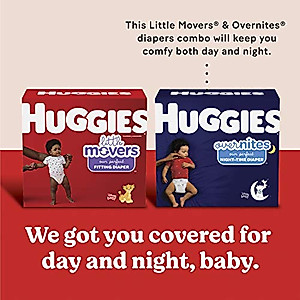 Baby Diapers Bundle: Huggies Little Movers Size 6, 96ct & Overnites Nighttime Diapers Size 6, 84ct