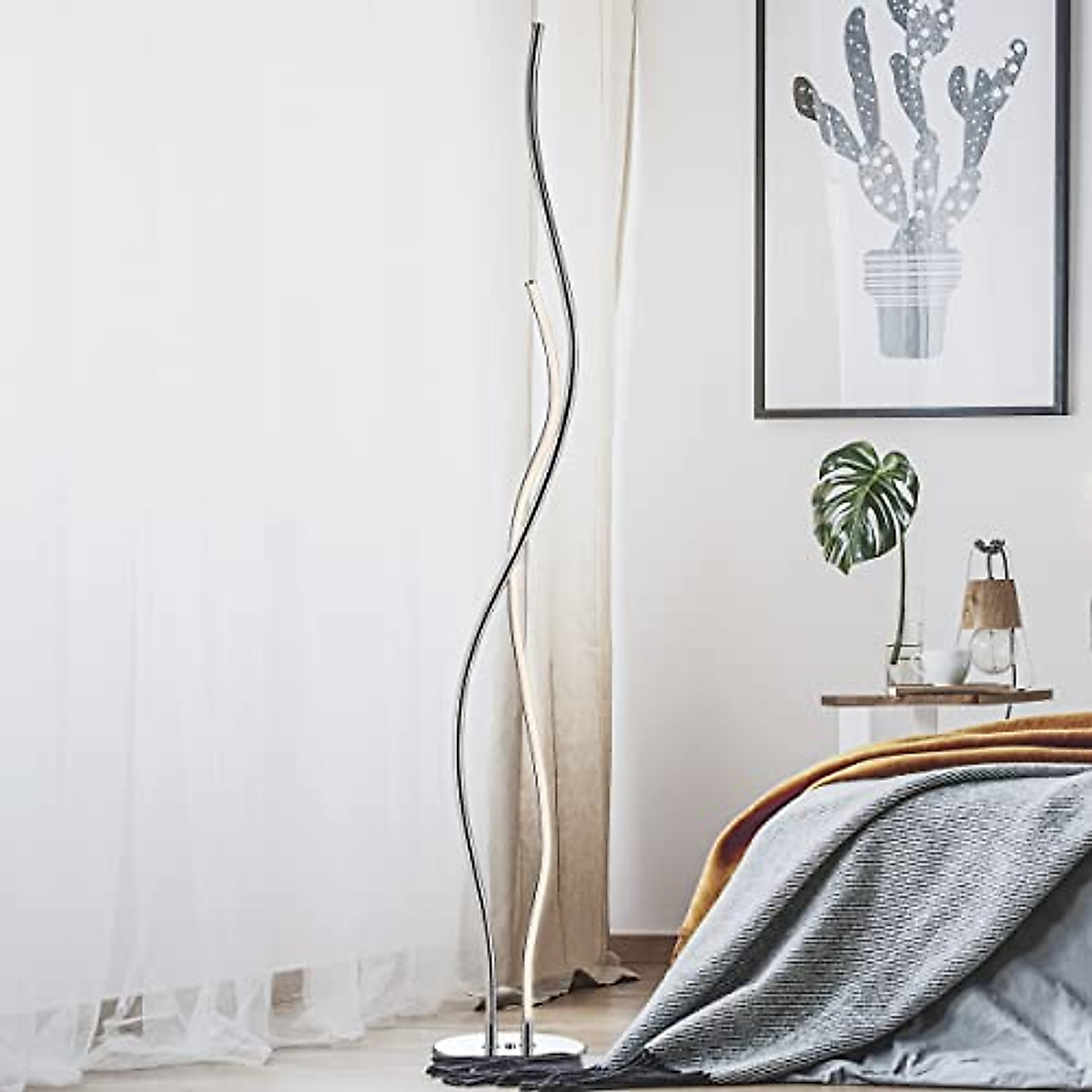 JONATHAN Y JYL7008A Cairo 63.75" LED Integrated Floor Lamp, Modern, Contemporary, Office, Living Room, Family Room, Dining Room, Bedroom, Guest Room, Hallway, Foyer, Chrome