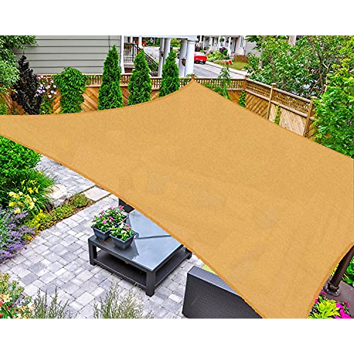 Asteroutdoor Sun Shade Sail Rectangle 10' x 13' UV Block Canopy for Patio Backyard Lawn Garden Outdoor Activities, Sand