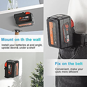 YongerTool 18V 9.0 Ah M-18 Replacement Battery for Milwaukee,9000 mAh High Output Battery Compatible with Milwaukee Red Lithium Battery 48-11-1850 48-11-1880 48-11-1862 with Battery Holder,2 Pack