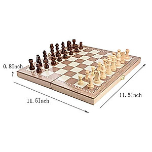 FINE MEN WYX-Chess, 1set 3-in-1 Wooden Chess Set Portable International Chess 11.6x11.6 Inch for Kids Adults