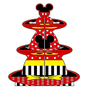 Red Mini Mouse Cupcake Stand, Cartoon Mouse Birthday Party Supplies, Mickey Mouse Decorations, Cupcake Tower for Girls Boys Kids Baby Shower Wedding Party