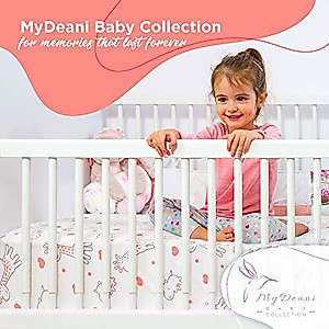 Stretchy Fitted Crib Sheets for Baby Girls, Ultra Soft Jersey Knit Cotton, Fits Standard Crib and Toddler Mattress, Size 28in x 52in, 2 Pack Set, Coral Elephants & Coral Animals Nursery Sheet