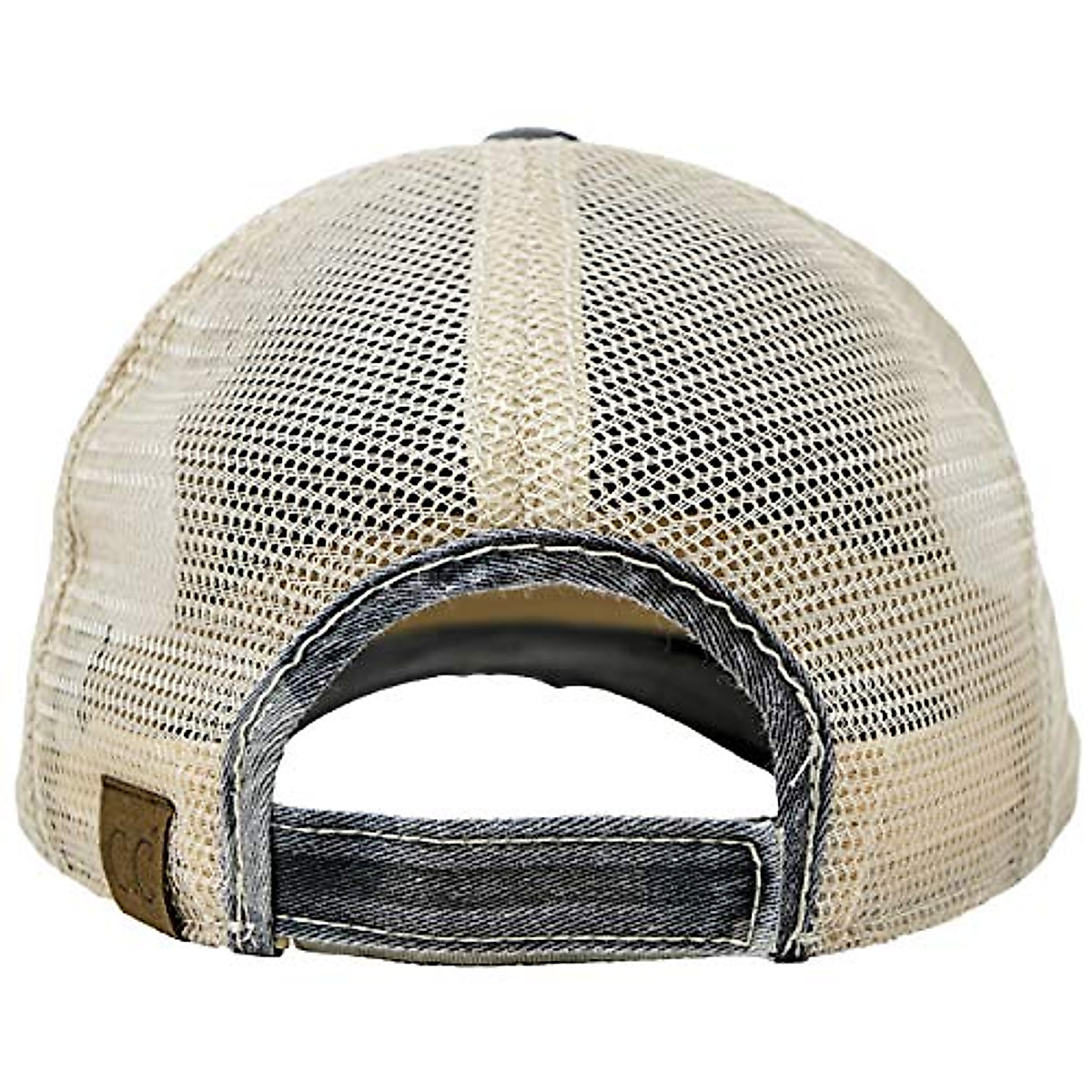 Funky Junque Distressed Trucker Hat - Black Camo/Beige Mesh