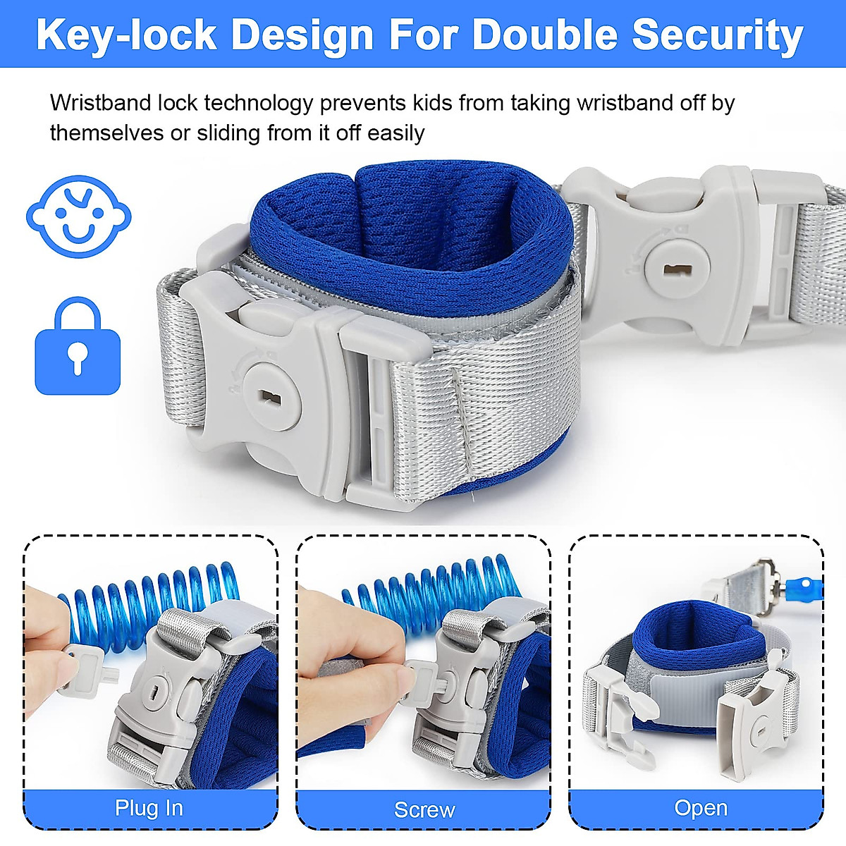 Accmor Toddler Harness Backpack with Leash, 4 in 1 Kid Dinosaur Backpacks with Anti Lost Wrist Link, Child Harnesses Leashes for Walking, Cute Toddler Back Pack Rope Tether for Boys Girls(Blue)