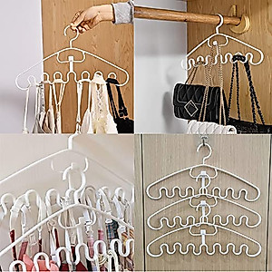 LXYY Wave Pattern Stackable Hanger, Sturdy Plastic Clothes Hangers Organizer Storage, Multifunctional Non Slip Magic Hanger 8 Slots Space Saving for Slings, Scarf, Shirts, Belts (White,10PCS)