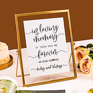 Calculs Wedding Memorial Table Sign | 10x8 inch Clear Floating Picture Frame with Removable Paper in Loving Memory Plaques Remembrance Art Table Decoration Gold