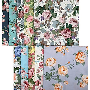 Cotton Quilting Fabric 10 Pcs 20" x 20" Fat Quarters Fabric Bundles Floral Fabric Squares for Quilting, DIY Sewing Project, Patchwork, Misscrafts, Crafting(50cm x 50cm)