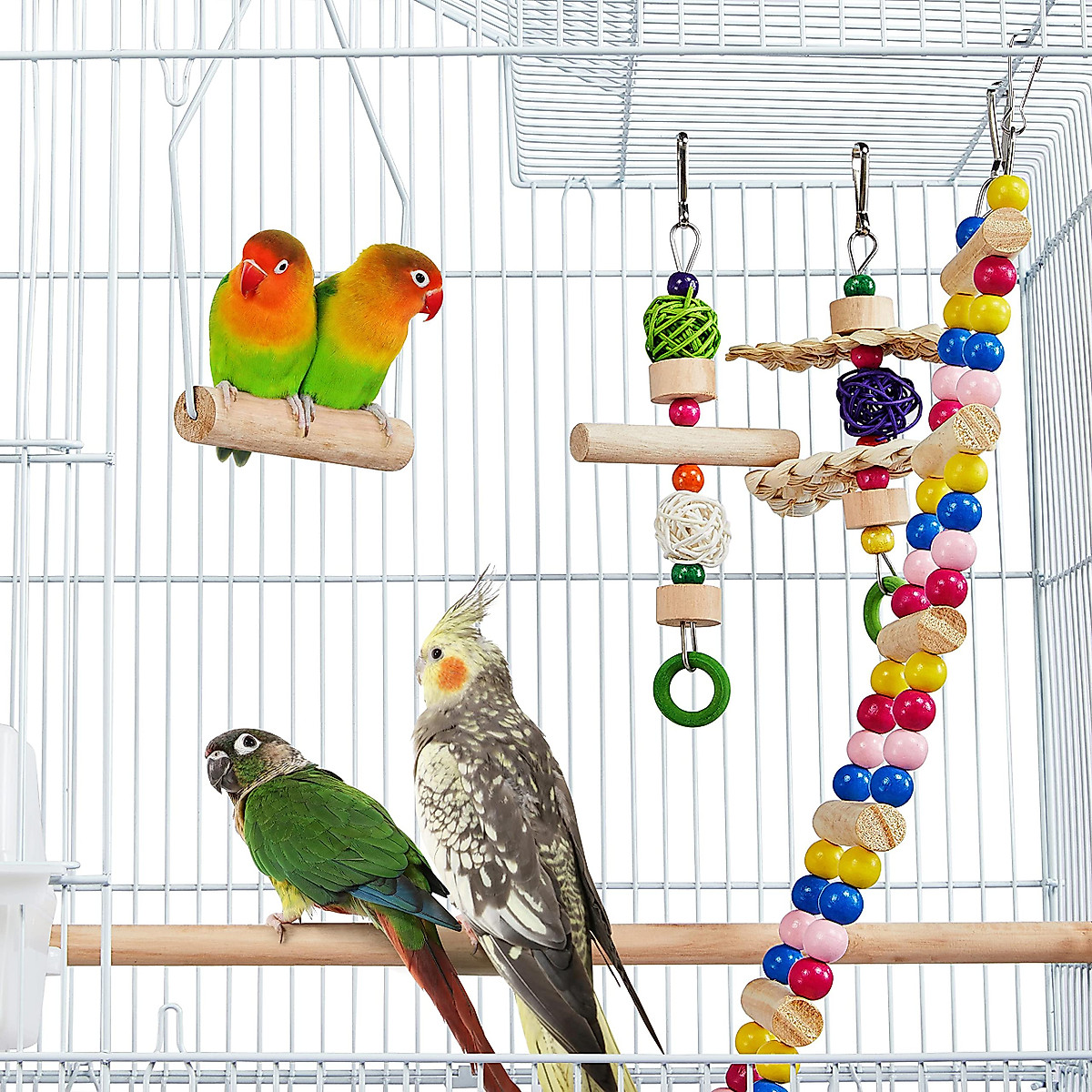 Yaheetech 62.4-inch Roof Top Flight Bird Cage for Parakeets Cockatiels Conures Finches Lovebirds Canaries Budgies Small Parrots, Large Birdcage with Detachable Rolling Stand, White