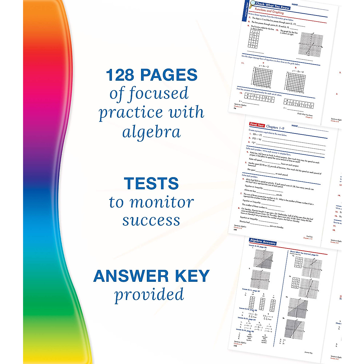Spectrum Algebra 1 Workbook, Ages 11-14, Grades 6-8 Algebra/Pre-Algebra Workbook Covering Fractions, Algebra Equations, Graphing, Rational Numbers, ... Grade, 8th Grade Math For Kids (Volume 109)