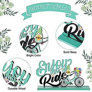 4 Pcs Hello Spring Table Decorations Easter Spring Table Centerpieces Enjoy The Ride Wooden Signs Spring Decorations for Home Wooden Letter Blocks Spring Party Ornament Farmhouse Rustic Table Decor