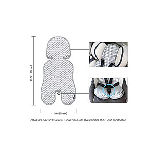 Manito Clean Infant Carseat 3D Mesh Seat Pad/Cushion/Liner (Star Grey)