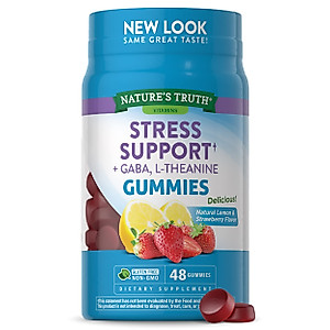 Stress Relief Gummies for Adults | with Gaba, L Theanine and Lemon Balm | Lemon Strawberry Gummies | Non-GMO, Gluten Free Supplement | by Nature's Truth