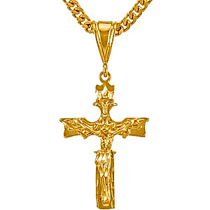 LIFETIME JEWELRY Extra Large Jesus on Cross Crucifix Necklaces for Men & Women 24k Real Gold Plated (XL Jesus on Cross Crucifix)