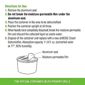 airBoss Closet Dehumidifier for Storage Closets and Small Spaces, Fragrance Free, Fights Mildew and Odors for a Fresh Smelling Home, 6.7 oz (Pack of 3)