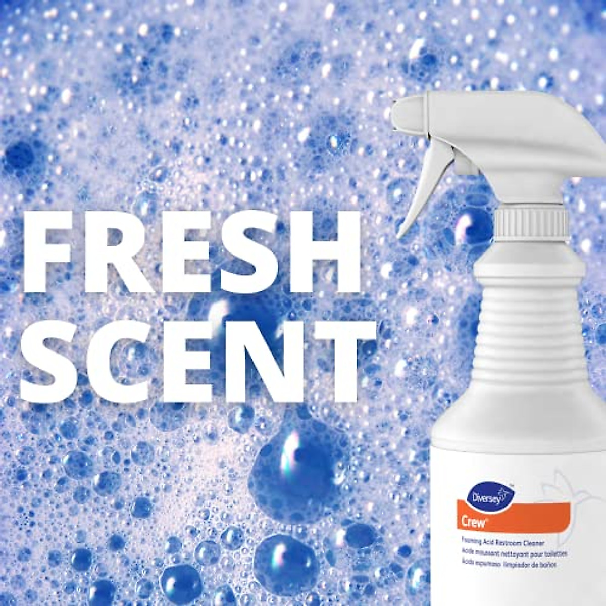 Diversey Crew 95325322 Foaming Acid Restroom Cleaner, 12 x 32 oz./946 mL Spray Bottles (Pack of 12)