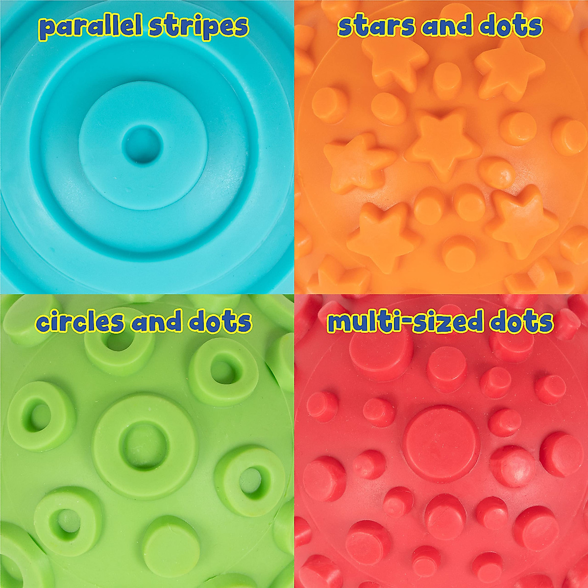 READY 2 LEARN Paint and Dough Texture Spheres - Set of 4 - Ages 2 + - Mix and Match Sensory Fidget Toys for Toddlers - DIY Textures and Patterns, red, Blue, Orange, Green