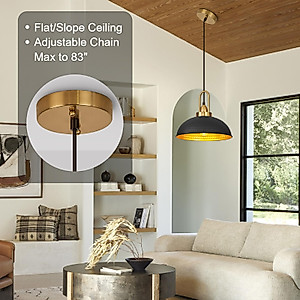 ALAISLYC Black Pendant Lights Matte Pendant Lighting for Kitchen Island Industrial Adjustable Height Vintage Dome Hanging Light Fixtures for Barn, Dining Room 3 Pack