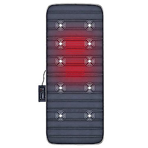 COMFIER Full Body Massage Mat with Heat, Chair Pad with 10 Vibration Motors & 2 Therapy Heating pad with auto Shut Off,Heated Massage Mattress Pad for Back,Gray