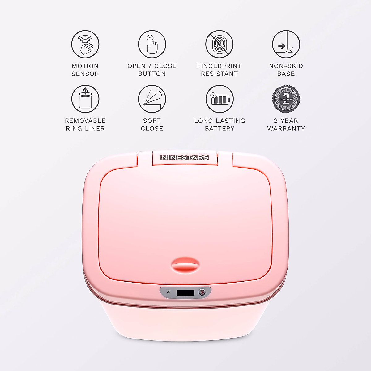 Ninestars DZT-12-5PK Bedroom or Bathroom Automatic Touchless Infrared Motion Sensor Trash Can, ABS Plastic (Rectangular, Pink) Trashcan, 3 Gal 1 Count (Pack of 1)