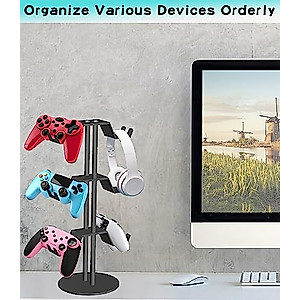 Ahomiwow Controller Holder Display Storage 3 Tier Hook for Desk Organizer Stand Hanger Neat Game Controller Hangers for All Universal PC Accessories Easy Assembly Space Save