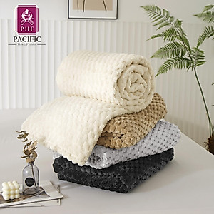 PHF Ultra Soft Flannel Fleece Blanket King Size, Lightweight 3D Jacquard Fleece Blanket, No Shedding, No Pilling, Luxury 340GSM Fluffy Cozy Blanket for Bed, Couch, 108"x90", Dark Grey