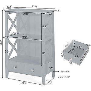 Rustic Bathroom Storage Cabinet with 2 Drawers, White