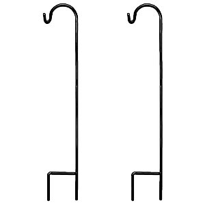 Ashman Black Shepherd Hook 48 Inch (2 Pack), 10MM Thick, Super Strong, Rust Resistant Steel Hook Ideal for Use at Weddings, Hanging Plant Baskets, Solar Lights, Lanterns, Bird Feeders.