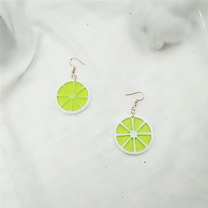 COLORFUL BLING Lemon Acrylic Dangle Earrings Fruit Earrings For Women - Green