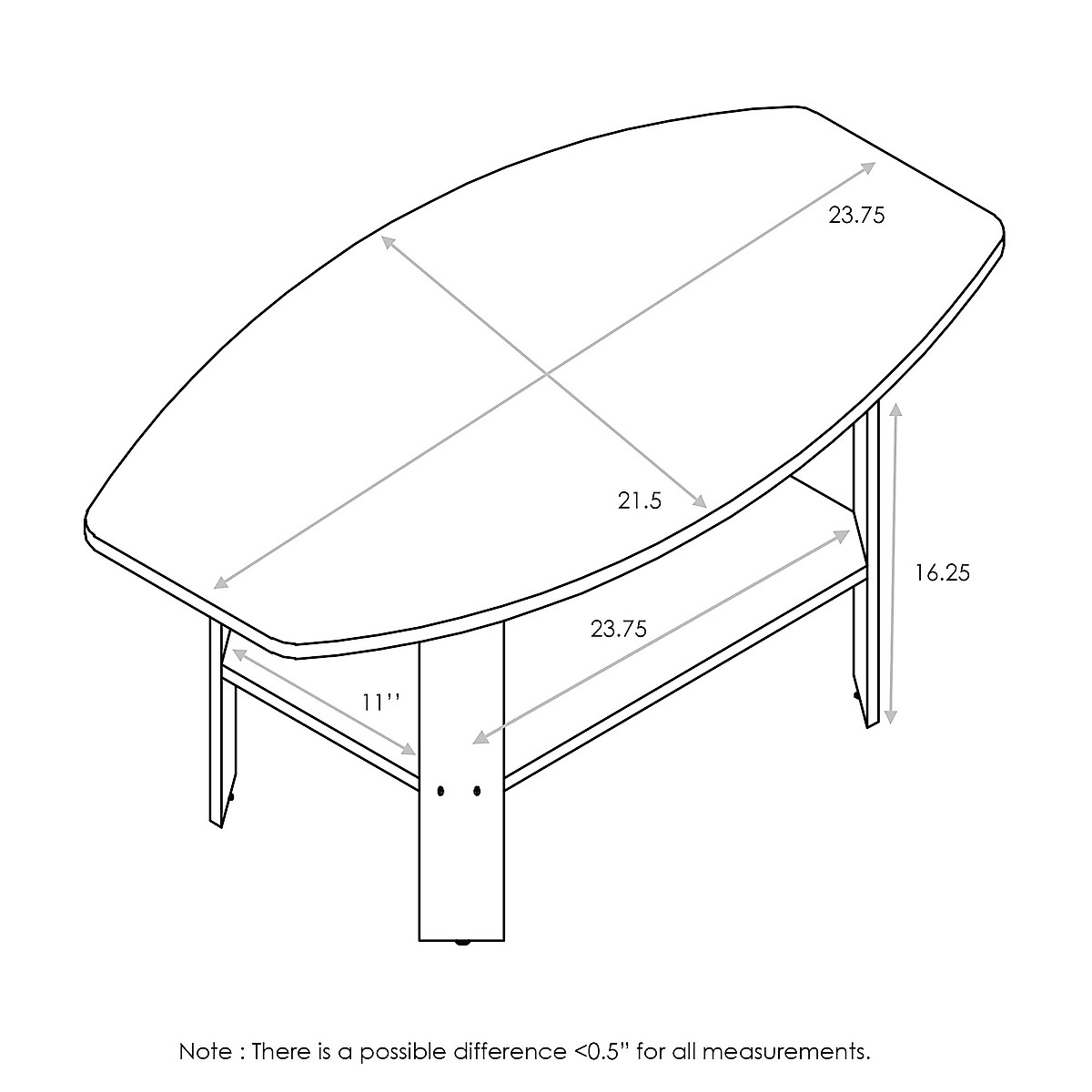 Furinno Simple Design Coffee Table, Dark Walnut
