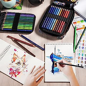 KALOUR Premium Colored Pencils for Adult Coloring Book,Set of 50 Colors,Zipper Slot Pencil Case,with Sharpener,Colorless Blender Pencils,Soft Core,Ideal for Layering Blending,for Artists Beginner