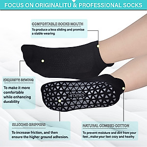 Non Slip Yoga Socks with Grips for Pilates, Ballet, Barre, Barefoot,Bikram,Hospital Anti Skid Socks for Women and Men