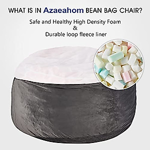 Homguava Bean Bag Chair: 6' Bean Bags with Memory Foam Filled, Large Beanbag Chairs Soft Sofa with Dutch Velet Cover (Grey, 6FT)