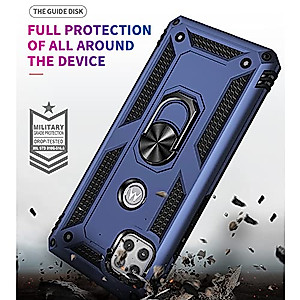 for Motorola One 5G Ace Phone Case, Moto One 5G Ace Case with HD Screen Protector, [Military Grade 16ft. Drop Tested] Ring Shockproof Protective Phone Case for Motorola One 5G UW Ace,Blue