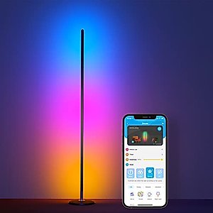 Govee RGBIC Floor Lamp, LED Corner Lamp Works with Alexa, Smart Modern Floor Lamp with Music Sync and 16 Million DIY Colors, Ambiance Color Changing Standing Lamp for Bedroom Living Room Gaming Room