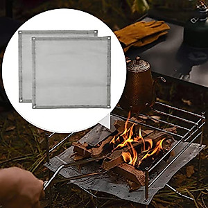 Colaxi Portable Fire, Camping Stainless Steel Outdoor Fireplace, Collapsing Steel Mesh Fireplace Foldable Outdoor Fire Patio Camping, Backyard Garden, 42x42x0.2cm
