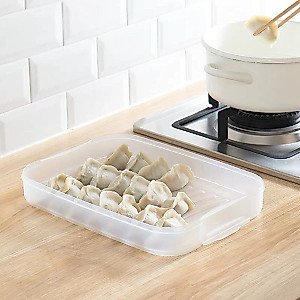 MinLia Multilayer Stackable Kitchen Food Storage Box with Cover Dumpling Fresh Box Food Holder Container Storage Tray(3-Layers,White)